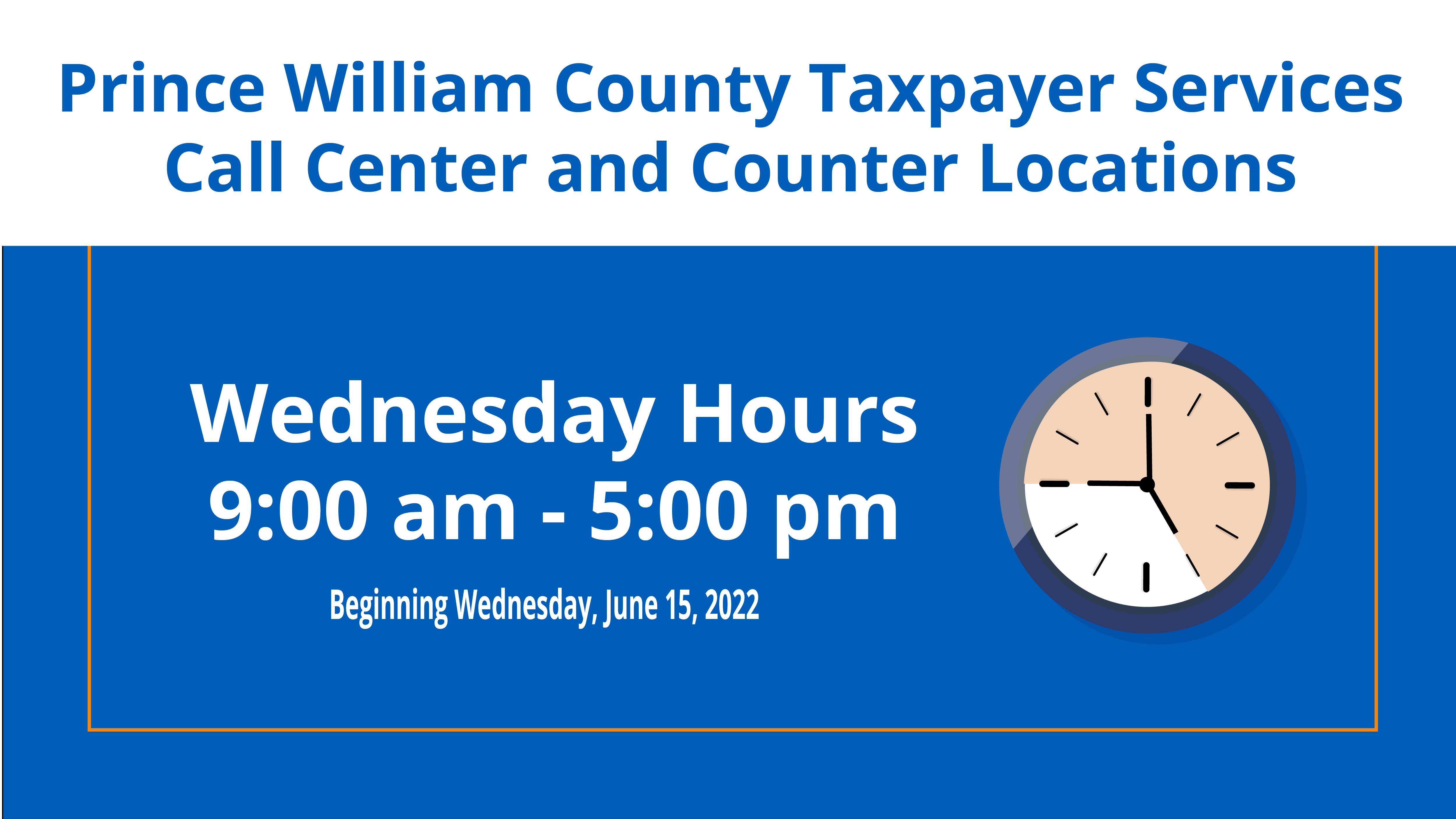 New hours for Taxpayer Services Call Center and Counter Locations
